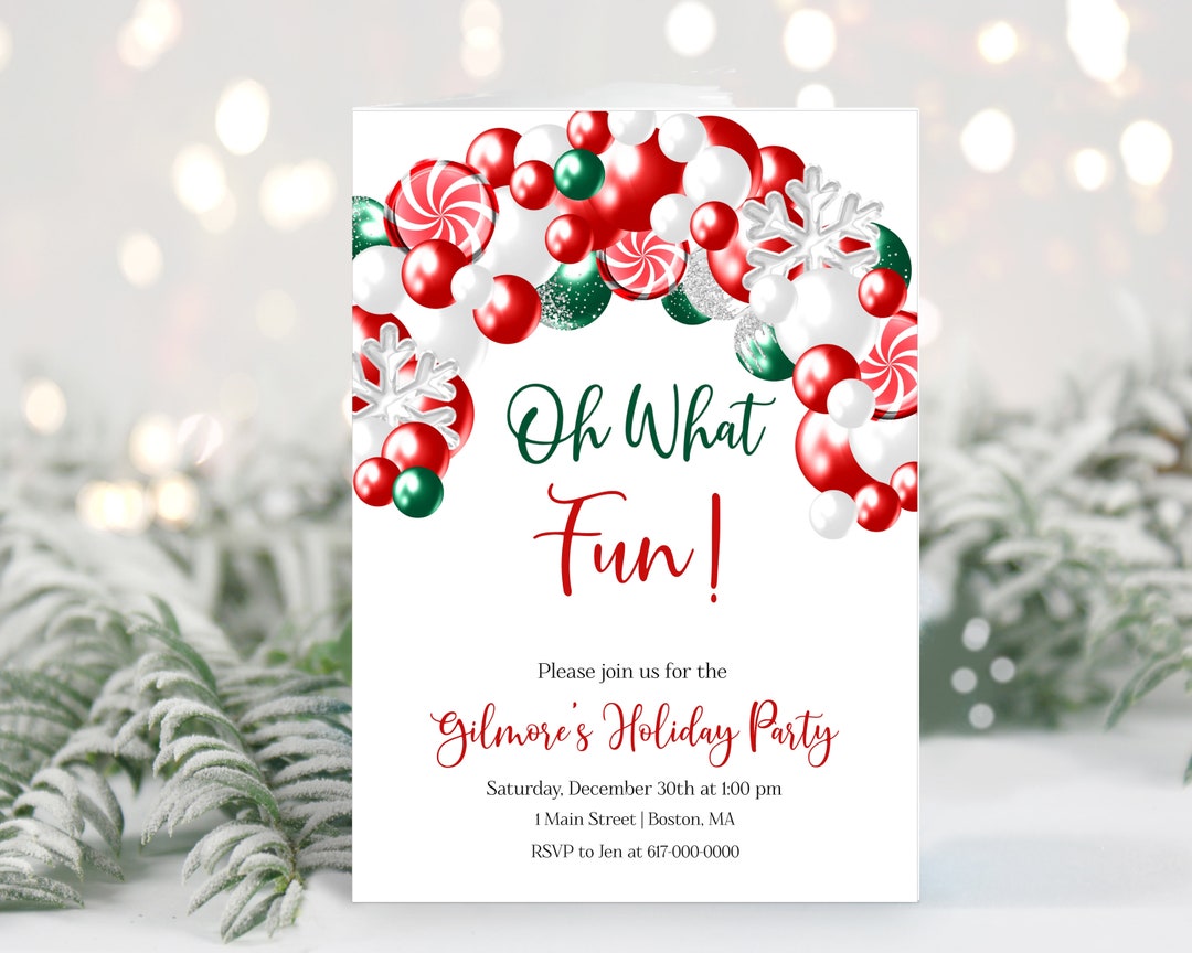 Christmas Party Invitation, Red Green and Silver Holiday Party ...