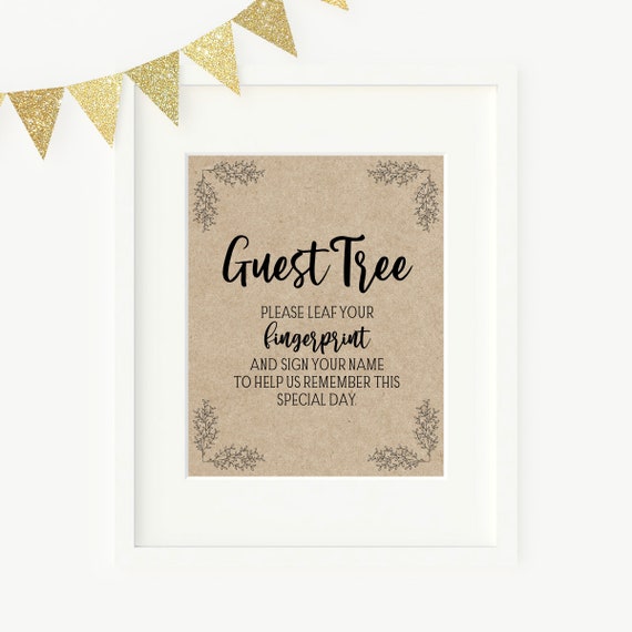 Kraft Guest Tree Sign, Rustic Please Sign Our Guestbook Sign, Baby ...