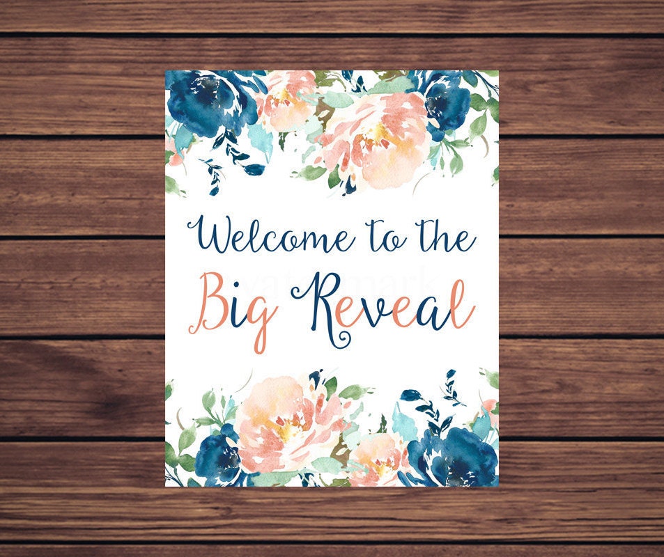 Gender Reveal Welcome Sign Welcome To The Big Reveal Blue Or Etsy