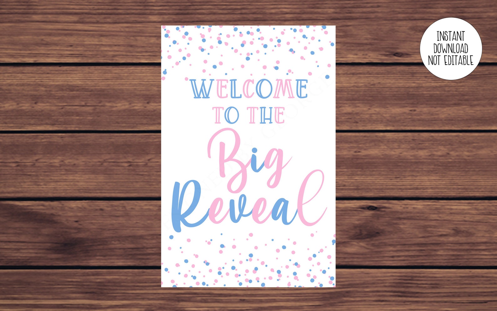 Pink and Blue Confetti Welcome to the Big Reveal Sign Gender - Etsy