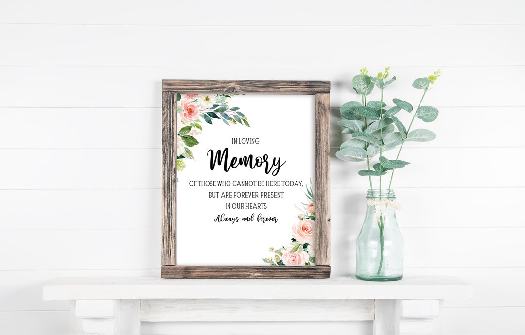 In Loving Memory Sign Pink Floral in Loving Memory of Those Forever in ...