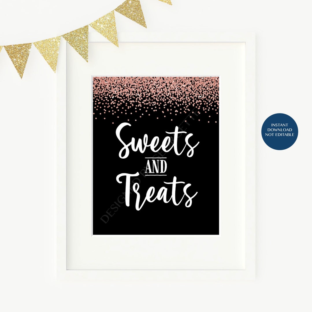 Sweets and Treats Sign, Rose Gold Sweets and Treats Sign, Instant ...