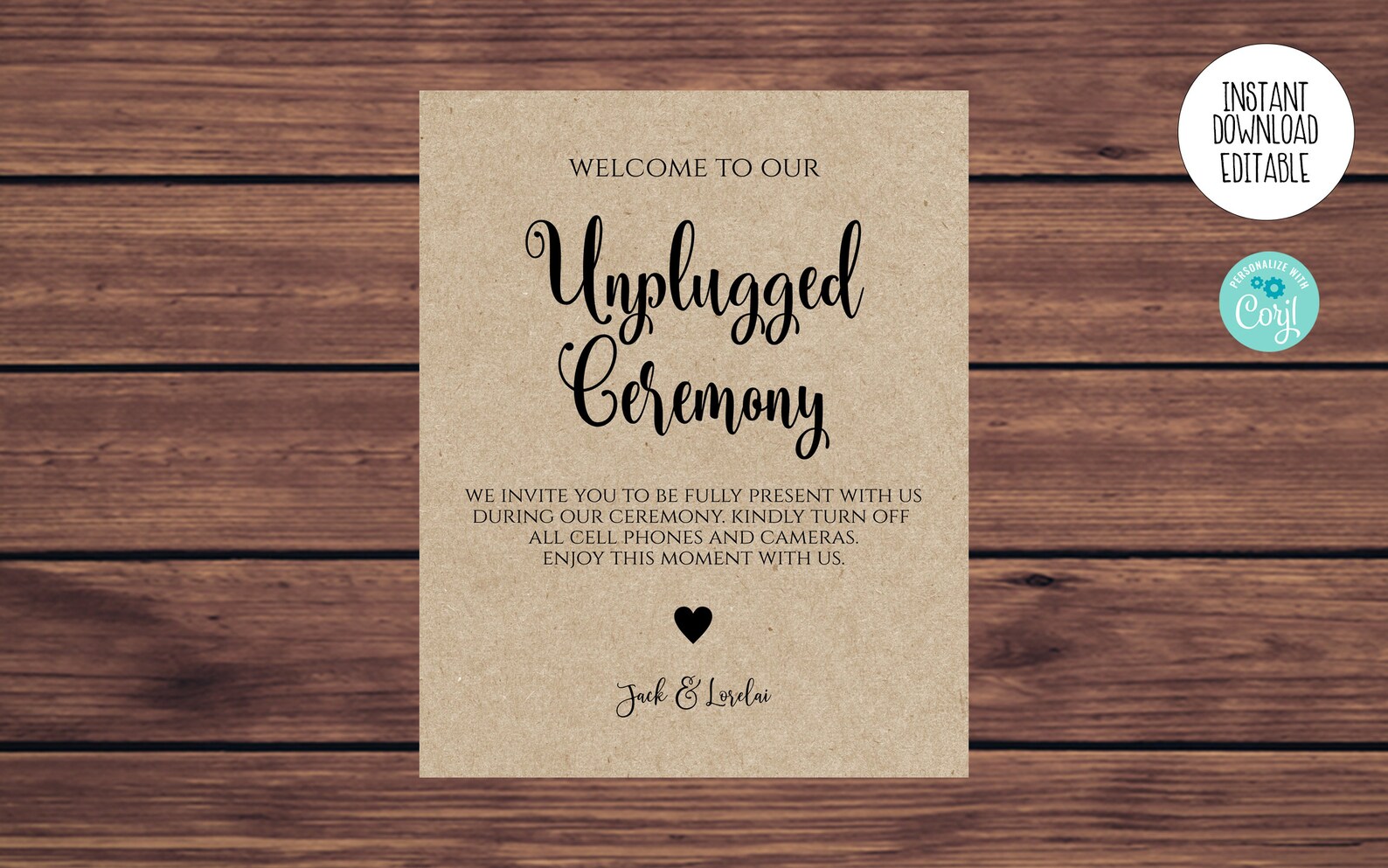 Editable Unplugged Ceremony Sign Wedding Unplugged Poster | Etsy