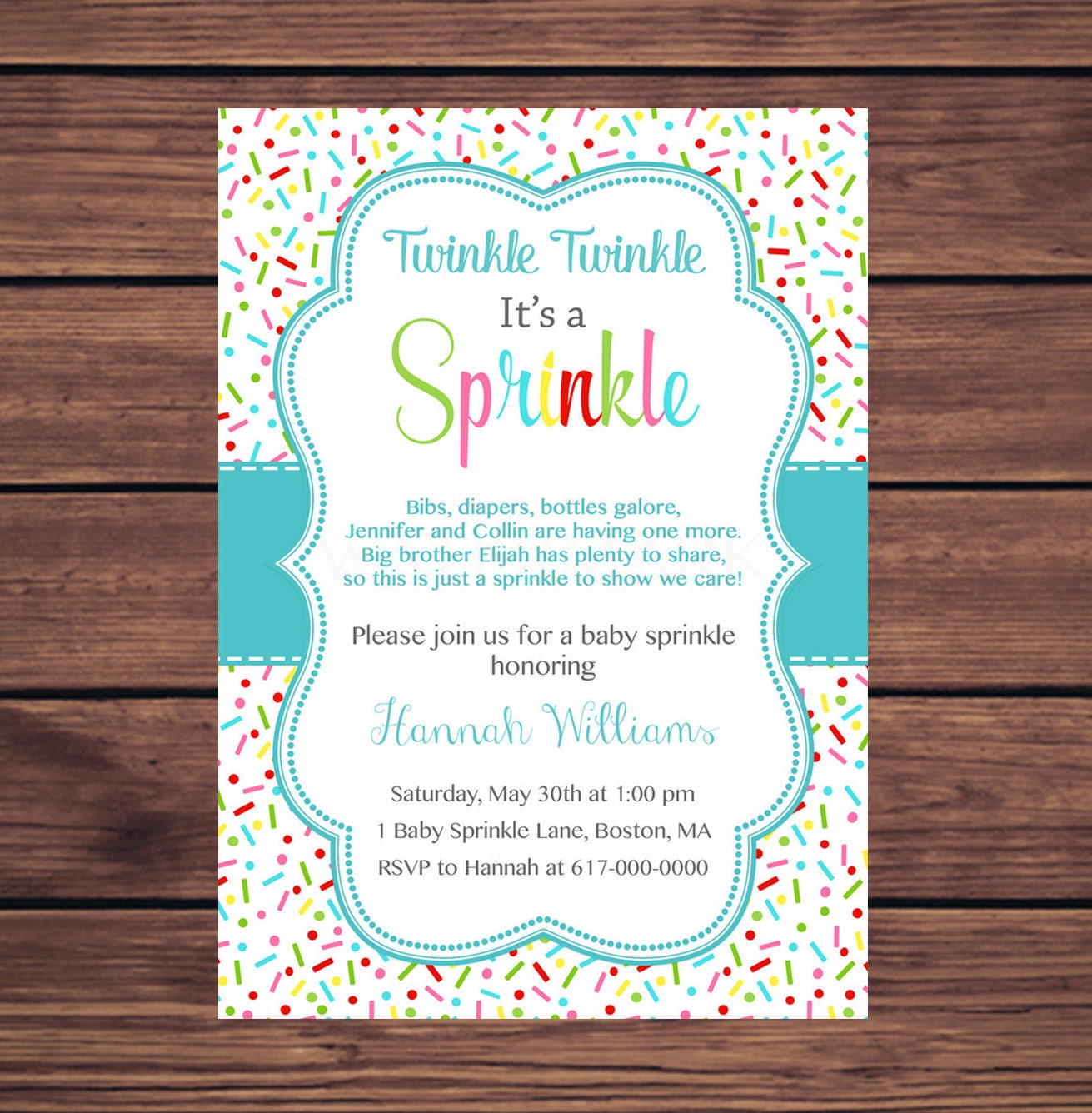 Baby Sprinkle Invitation Boy Sprinkles Teal Aqua Baby Boy | Etsy