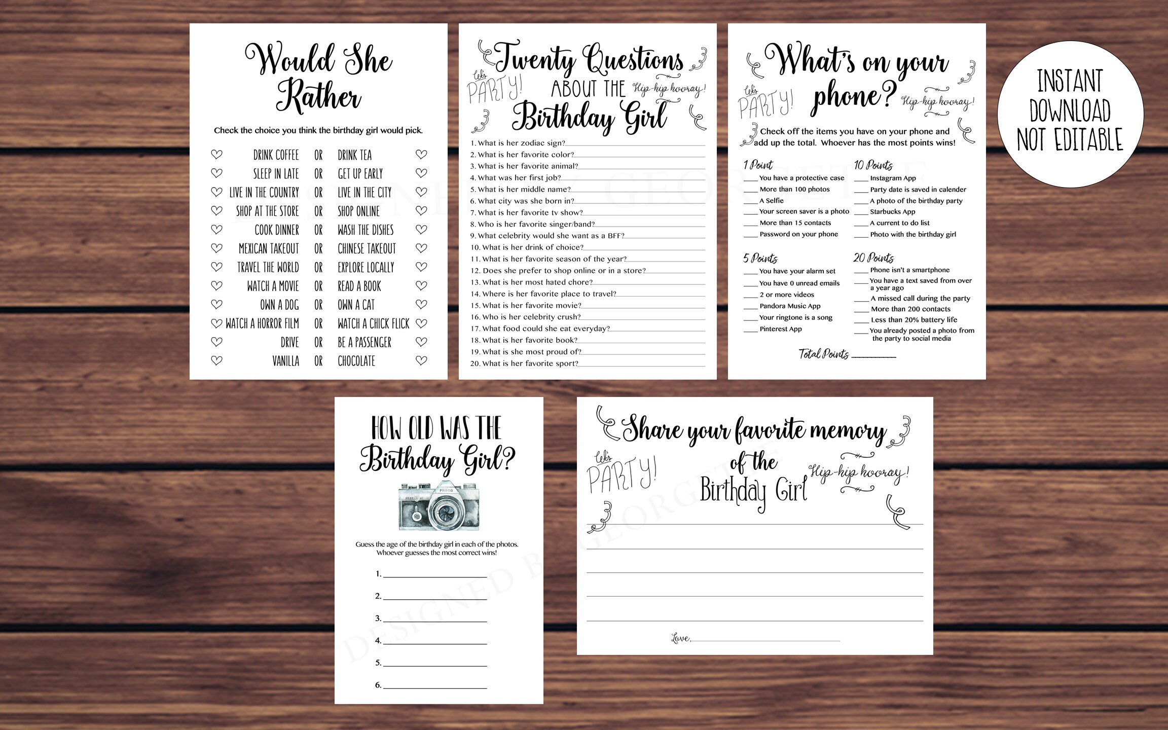 Adult Birthday Game Bundle for Her Whats in Your Phone | Etsy