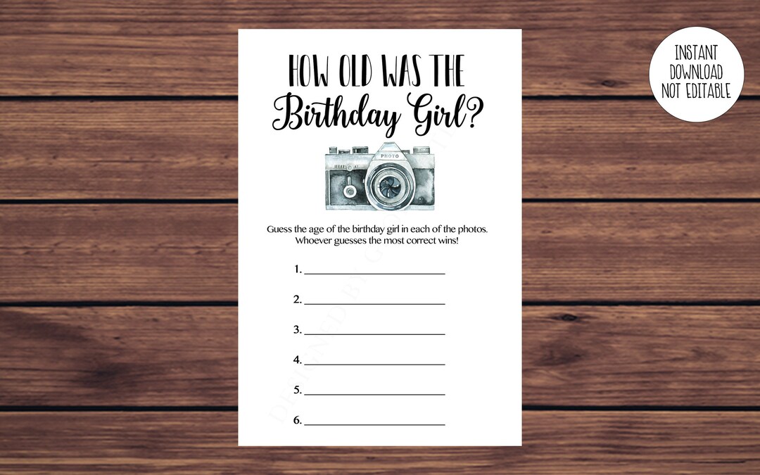 Birthday How Old Was the Birthday Girl Guess Her Age Birthday Game ...