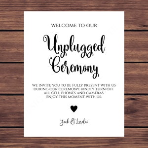Editable Unplugged Ceremony Sign Wedding Unplugged Poster - Etsy