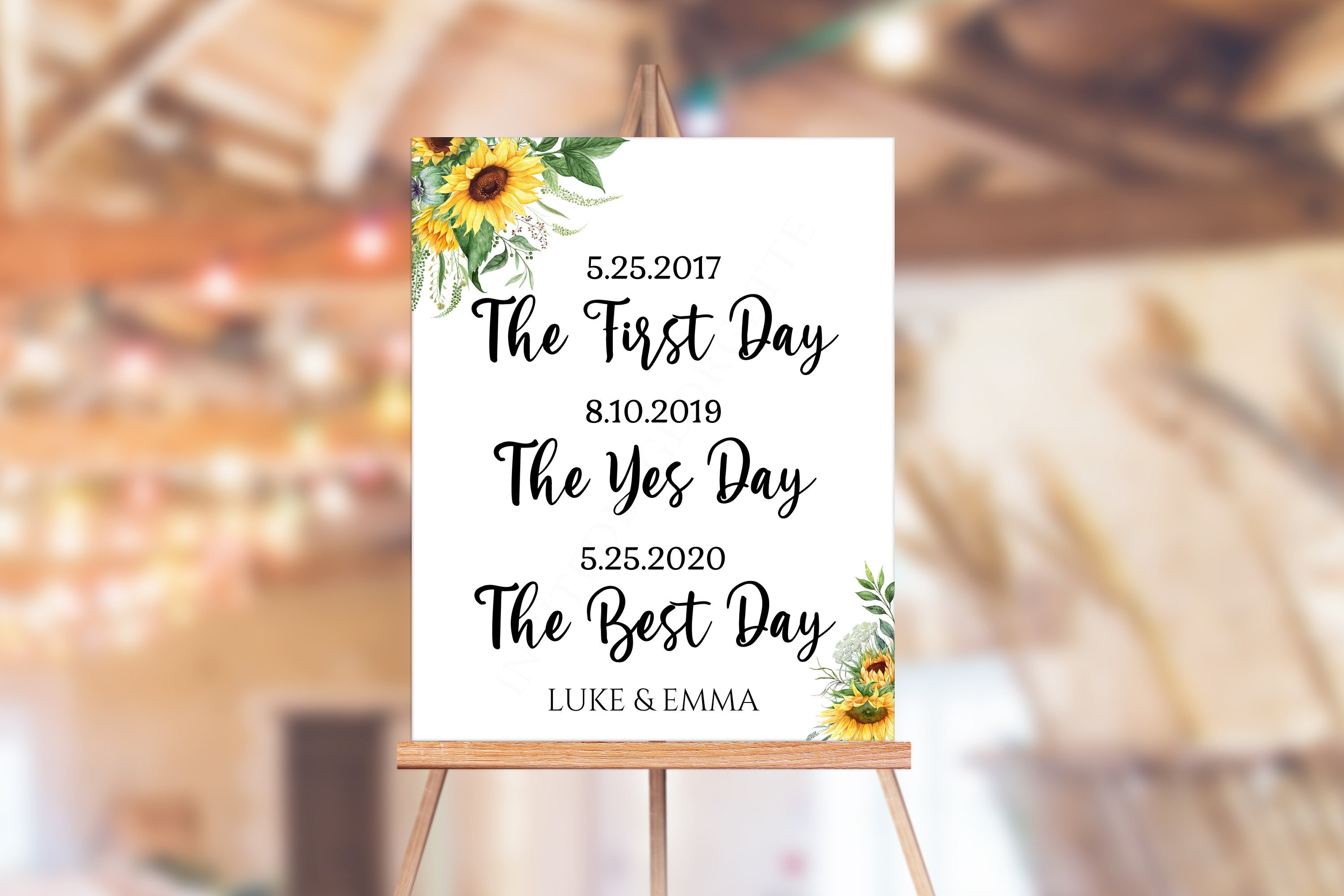 Editable Sunflower Relationship Dates Sign Rustic Floral | Etsy