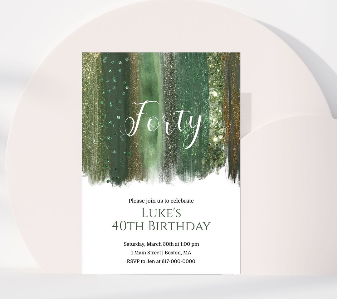 Green Birthday Invitation Women's Birthday Invitation Men's Birthday ...