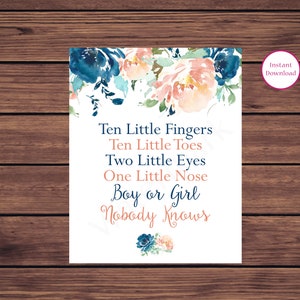 Gender Reveal Sign Boy or Girl Ten Little Fingers Ten Little - Etsy