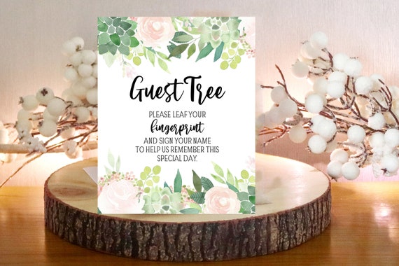 Guest Tree Sign, Succulent Guest Tree Guestbook Bridal Shower Wedding ...