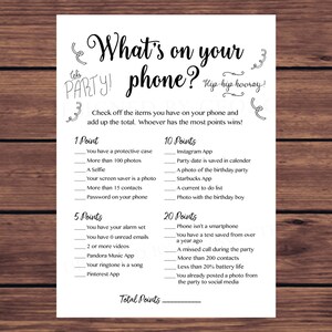 Adult Birthday Game Bundle for Him Whats in Your Phone Twenty Questions ...