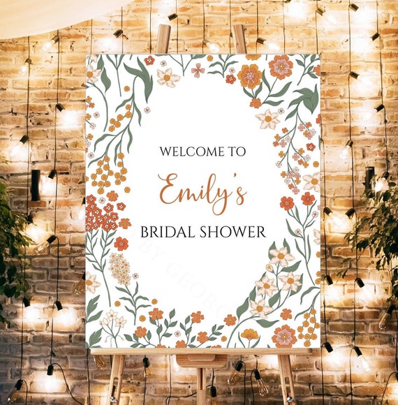 Editable Bridal Shower Welcome Sign, Wildflowers Wedding Welcome Sign ...