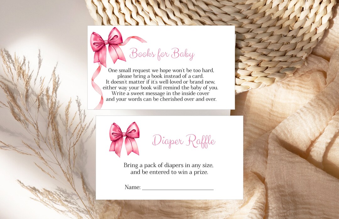 Bow Diaper Raffle and Books for Baby Set Girl Baby Shower - Etsy