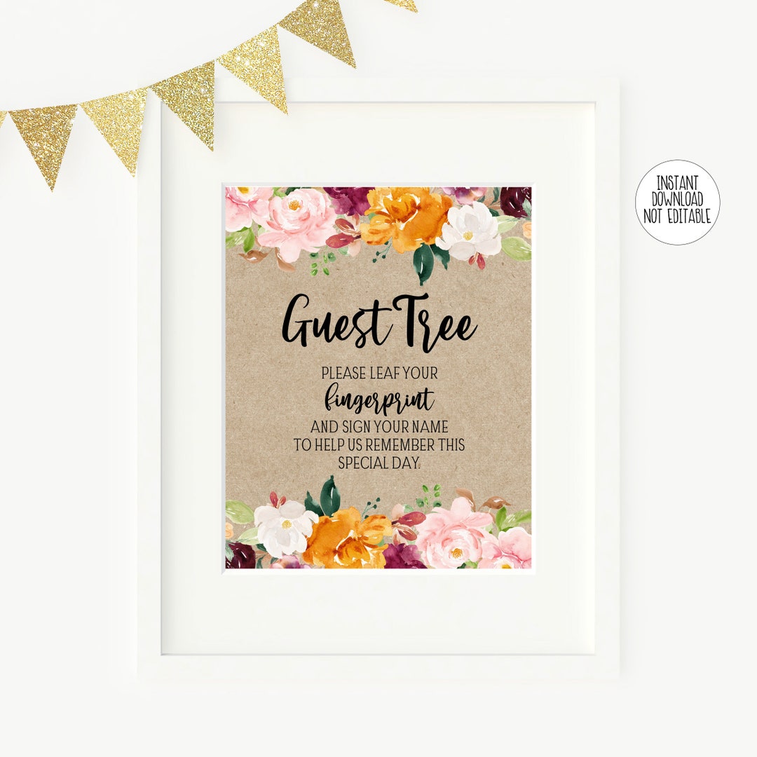 Guest Tree Sign Fall Floral Guest Tree Bridal Shower Wedding - Etsy