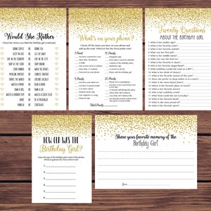 Adult Birthday Game Bundle for Her, Gold Whats in Your Phone, Twenty ...