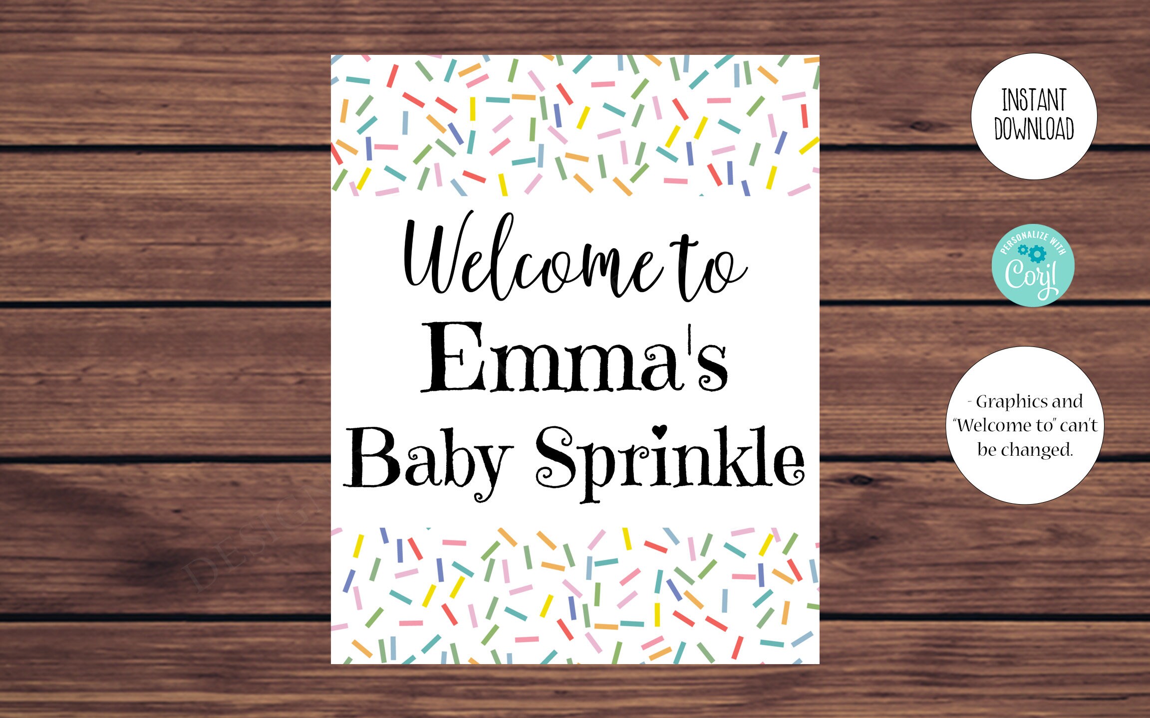 Editable Sprinkles Welcome Sign Ice Cream Sprinkles Baby - Etsy UK