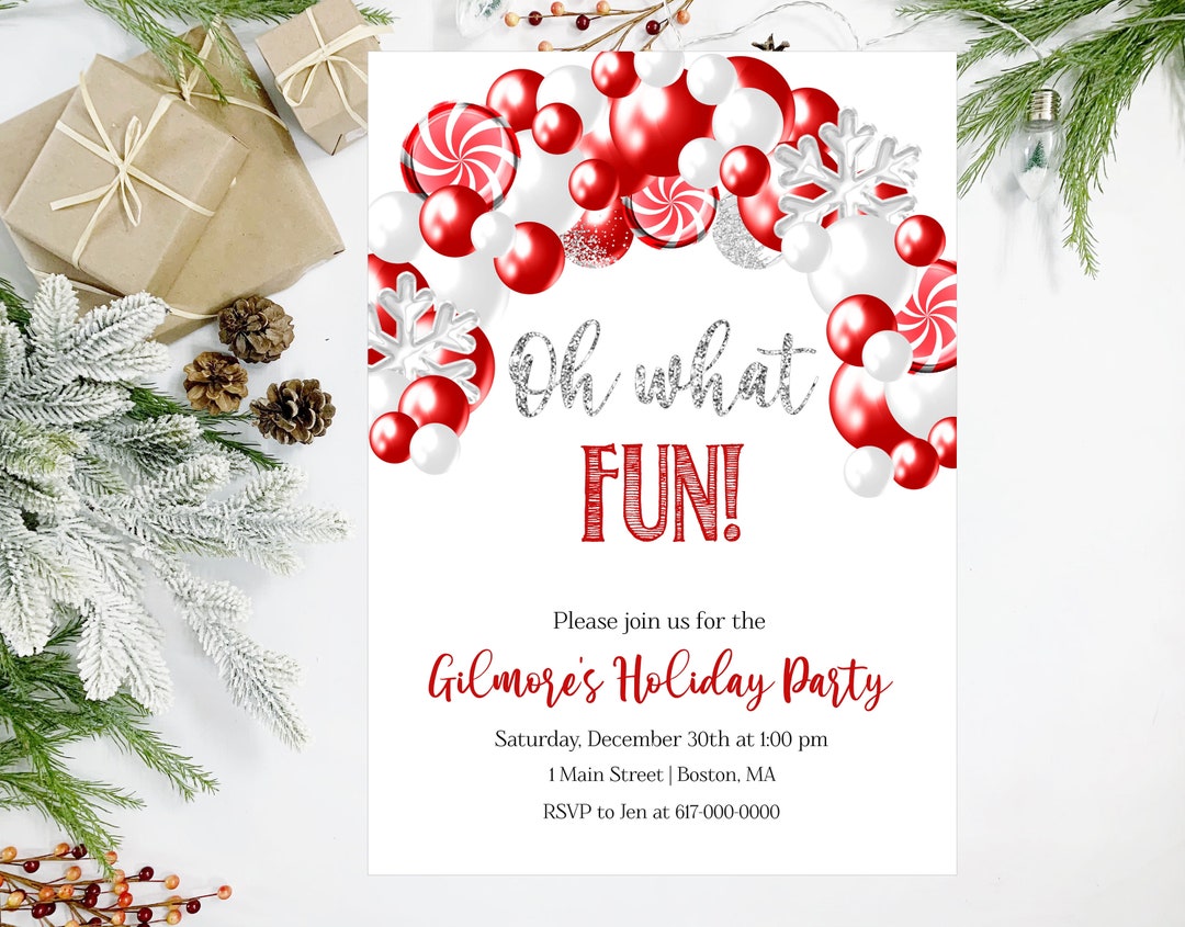 Red and White Christmas Party Invitation (instant Download) - Etsy