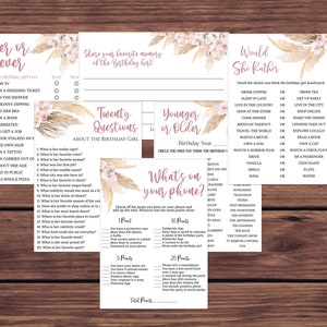 Adult Birthday Game Bundle for Her Boho Whats in Your Phone Twenty ...