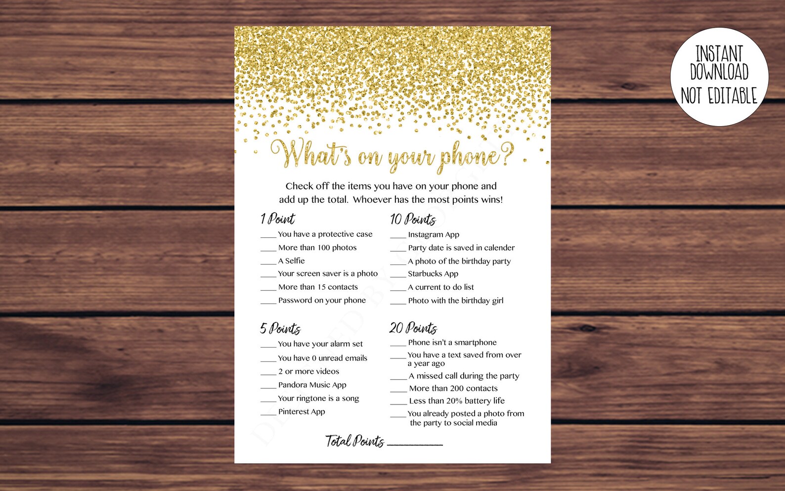 Adult Birthday Game Bundle for Her Gold Whats in Your Phone | Etsy