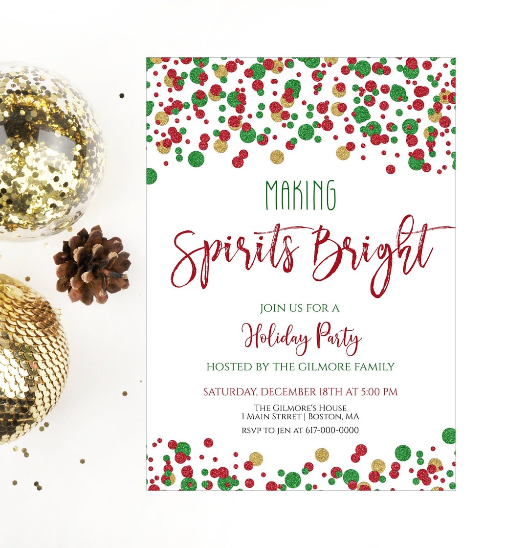 Christmas Party Invitation Making Spirits Bright Invitation Instant ...