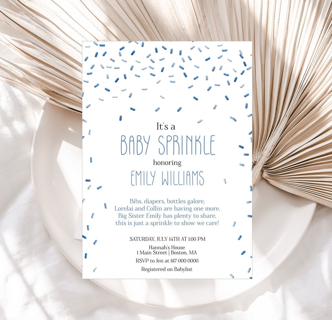 Baby Sprinkle Invitation Boy Blue Baby Sprinkle Invitation Blue ...