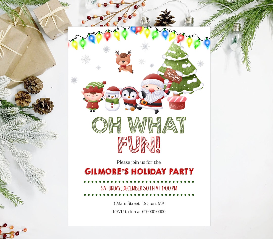 Kids Christmas Party Invitation Holiday Party Oh What Fun Christmas ...