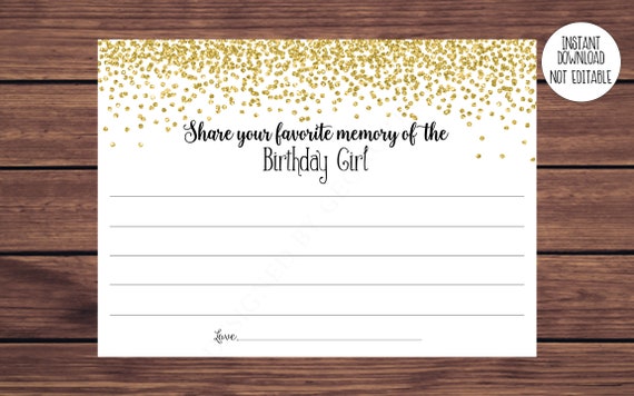 Share Your Favorite Memory of the Birthday Girl, Gold Share a Memory ...