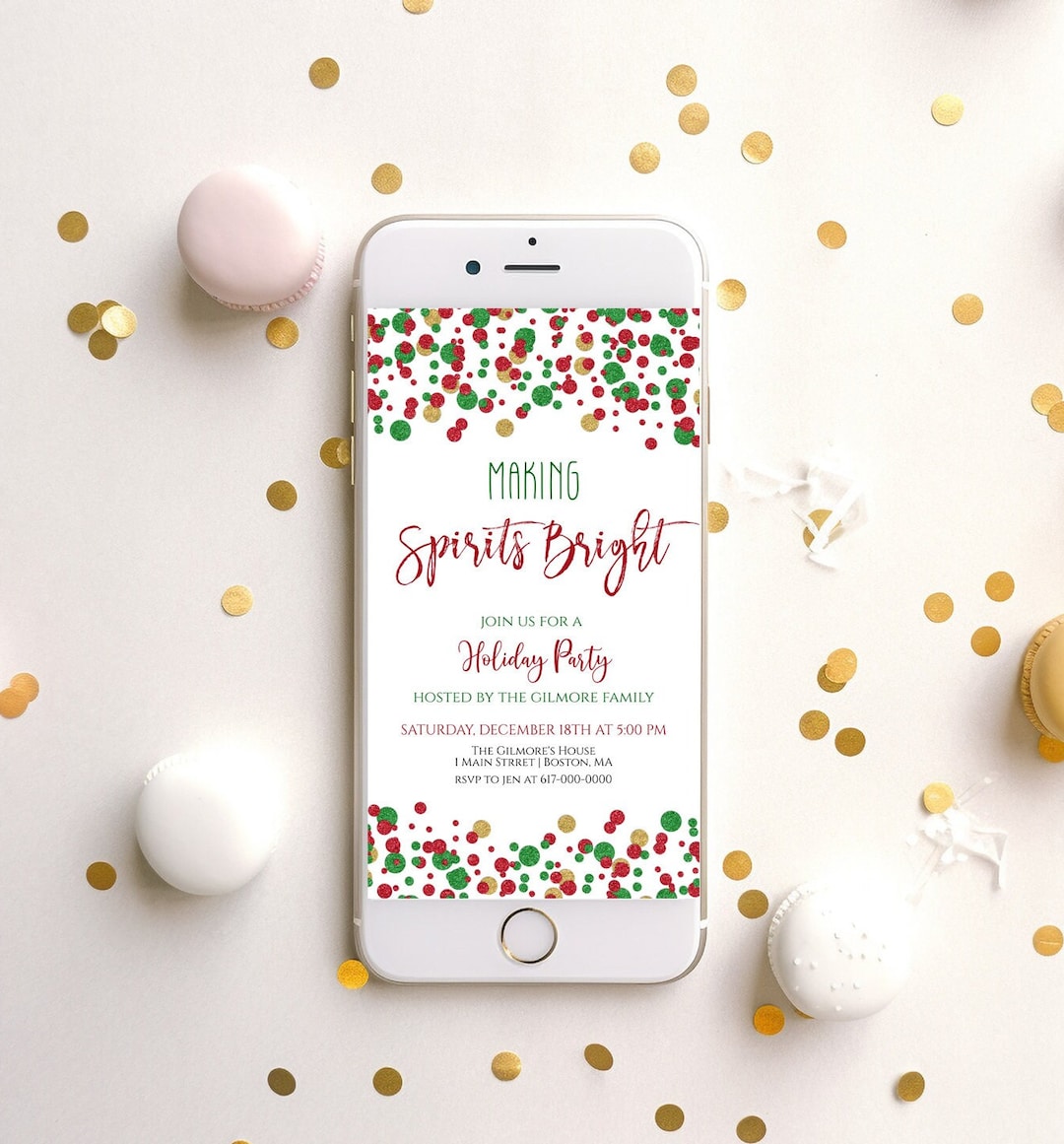 Christmas Party Text Invitation Red and Green Holiday Party Text ...