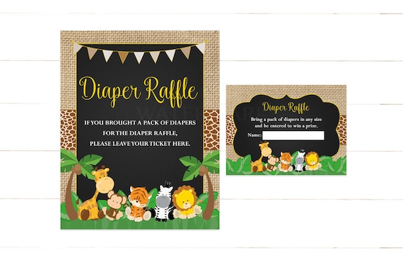 Safari Baby Shower Diaper Raffle Tickets, Jungle Baby Shower Diaper ...