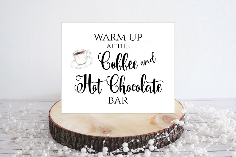 Warm up at the Hot Chocolate Bar Sign Kraft Coffee Bar Sign | Etsy
