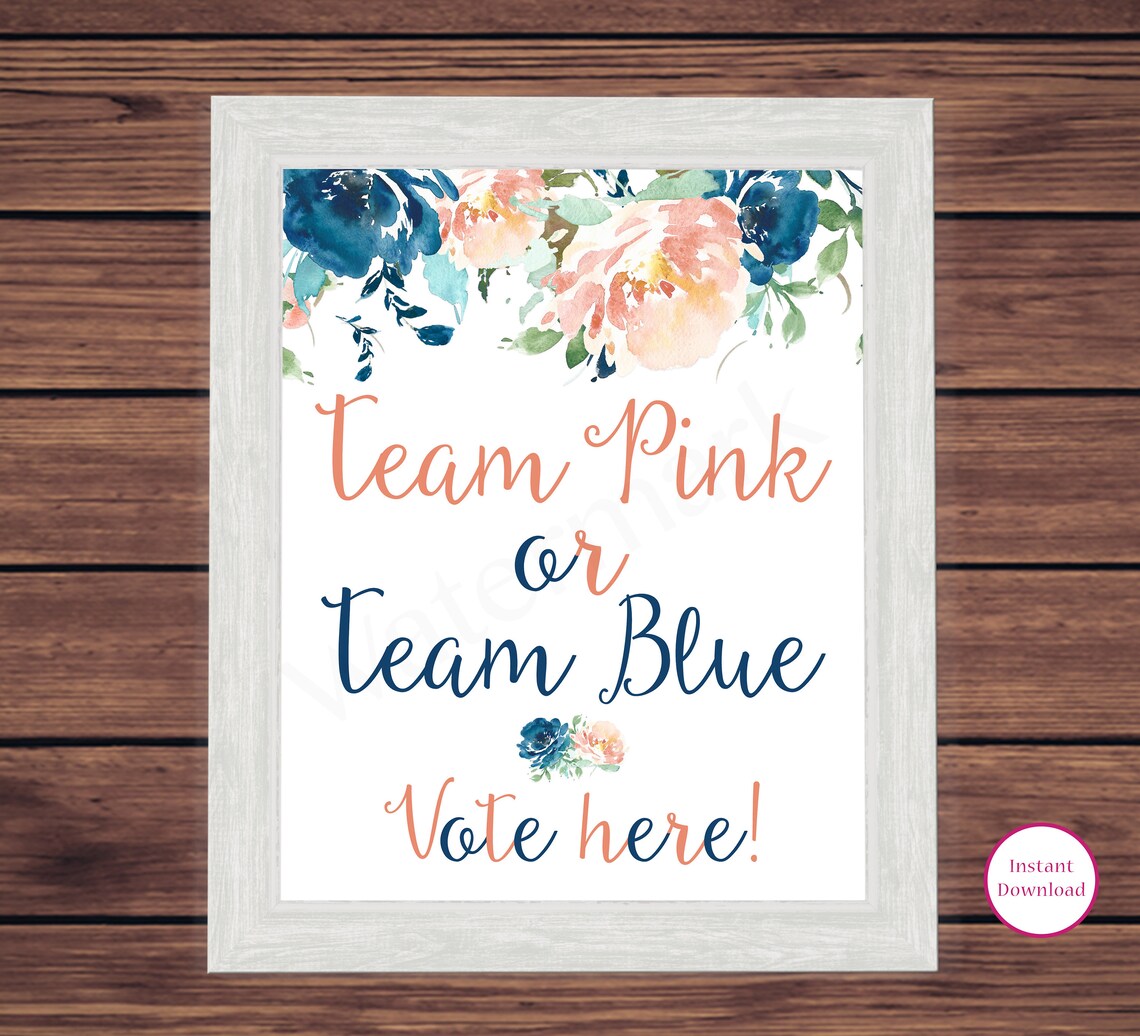 Team Pink or Team Blue Sign Pink or Blue Vote Here Sign Blue - Etsy
