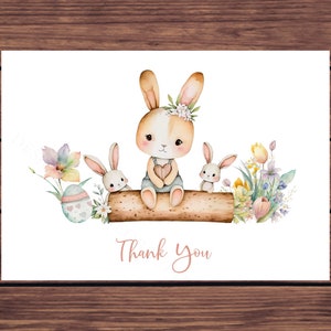 Bunny Thank You Card Editable Easter Thank You Card Instant Download ...