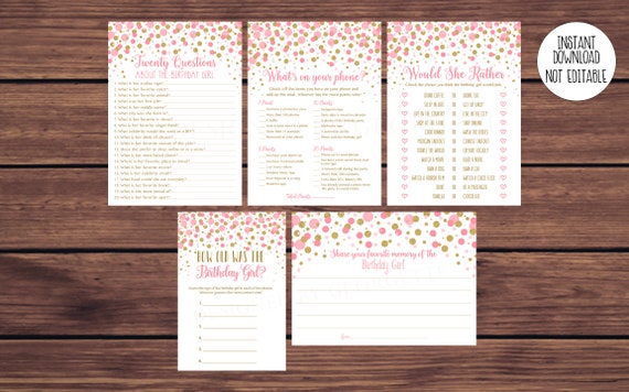 Adult Birthday Game Bundle for her, Pink and Gold Whats in Your Phone ...