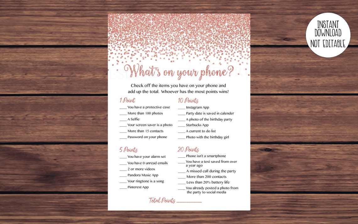 Adult Birthday Game Bundle for Her Rose Gold Whats in Your - Etsy Australia