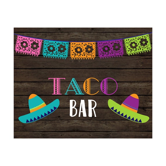 Taco Bar Sign Printable, Taco Sign, JPEG PDF Printable by Designed by ...