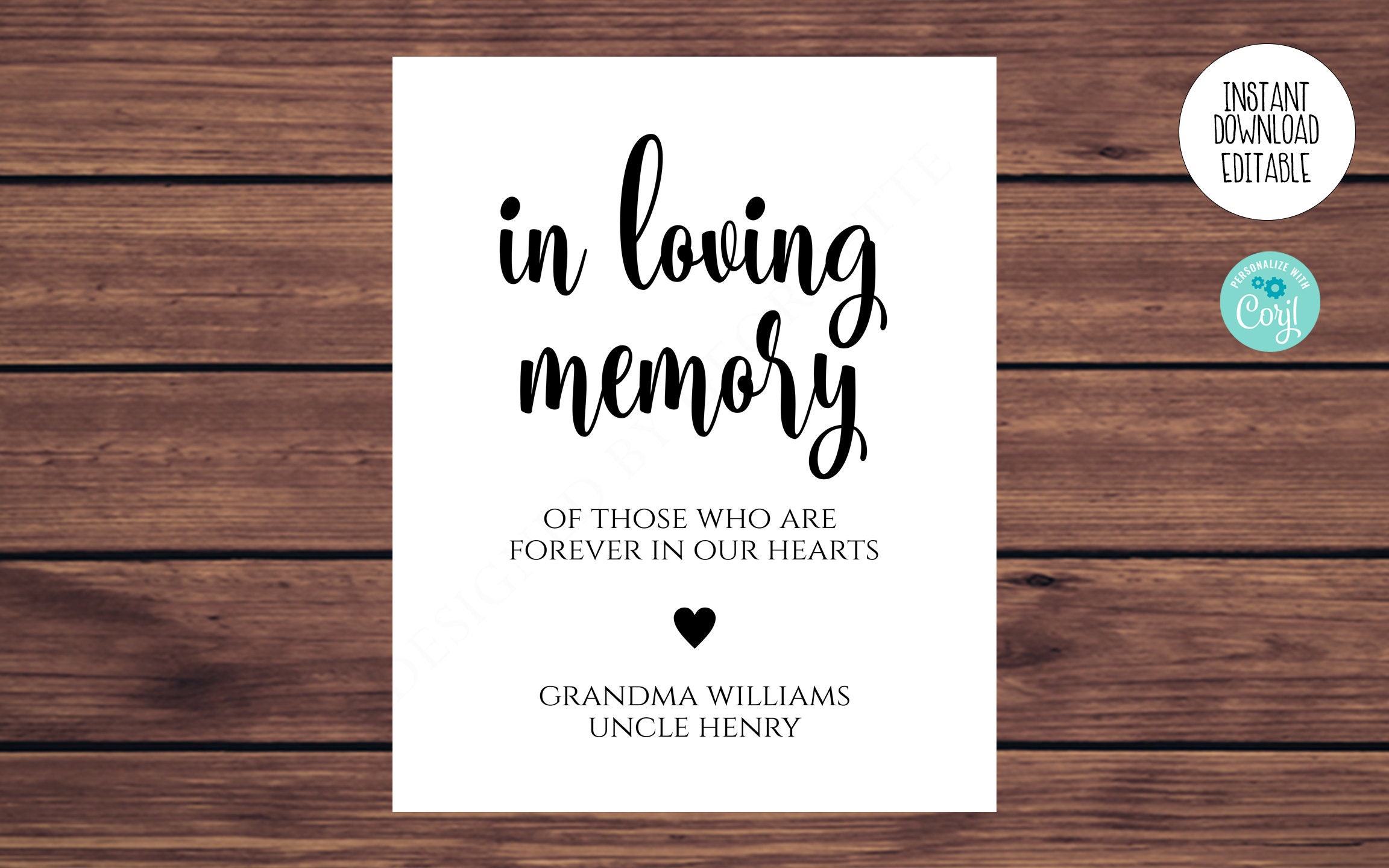 Editable In Loving Memory Sign Kraft Wedding Memory Sign | Etsy