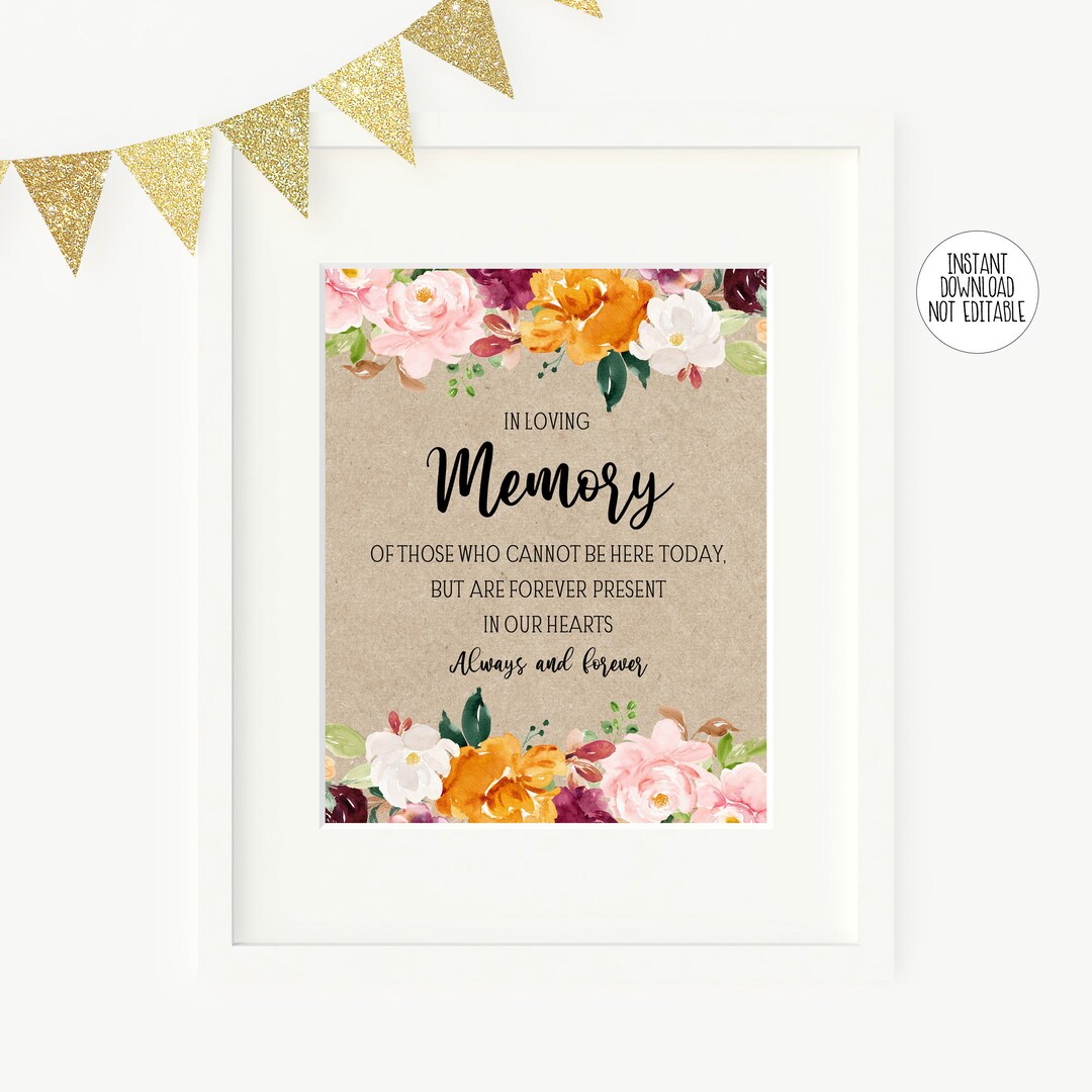 In Loving Memory Sign Fall Floral in Loving Memory of Those - Etsy