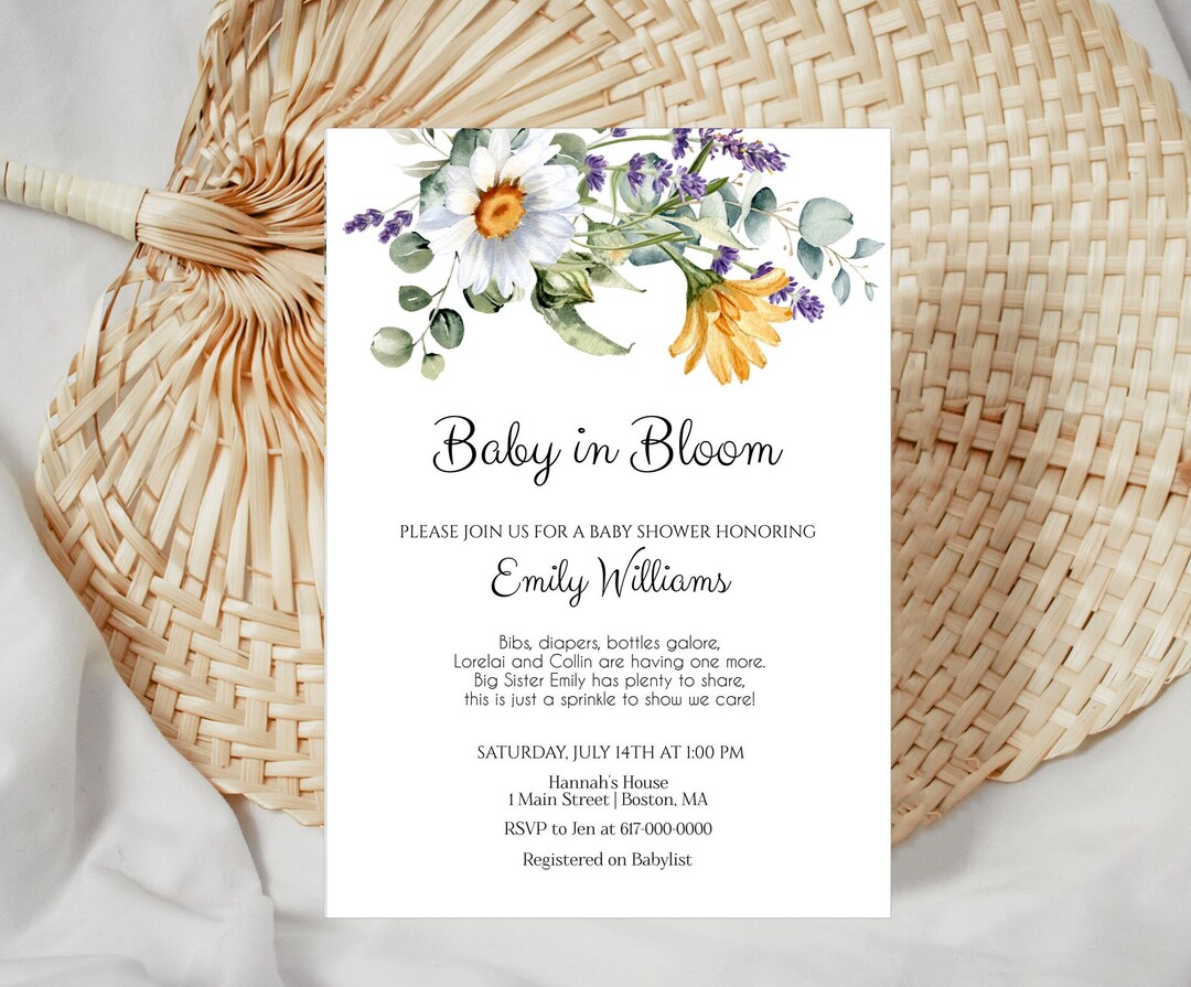 Daisy Baby Sprinkle Invitation Girl Baby Sprinkle Invitation ...
