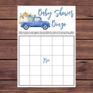 Editable Baby Shower Bingo Fall Truck Bingo Baby Shower Game - Etsy