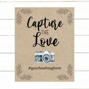 Editable Capture the Love Sign Minimalist Hashtag Social Media Sign ...