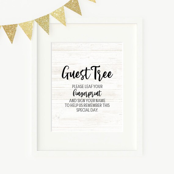 Guest Tree Sign, Rustic Guest Tree Guestbook Bridal Shower Wedding Sign ...