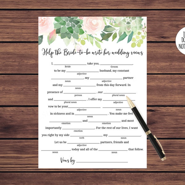 Bridal Shower Mad Libs - Etsy