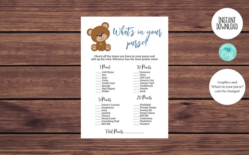 Editable Baby Shower Game Bundle Teddy Bear Mommy or Daddy Whats in ...