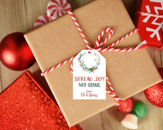 Spread Joy not Germs Tag, Holiday Hand Sanitizer Tag, Instant Download ...