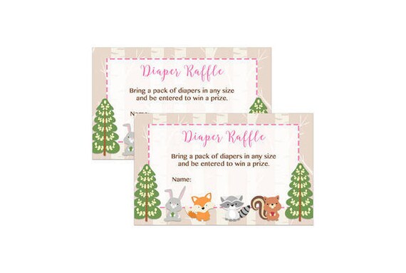 Woodland Baby Shower Diaper Raffle Tickets, Woodland Baby Shower Diaper ...