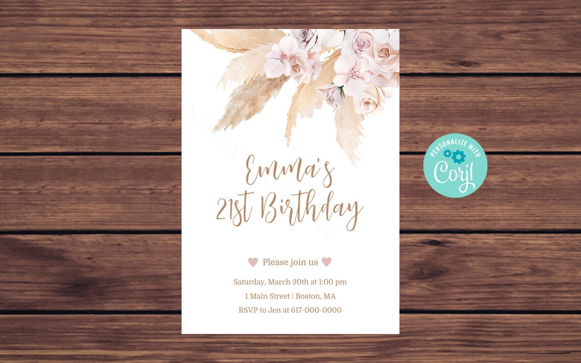 Birthday Invitation Boho Birthday Invitation Instant Download Corjl ...