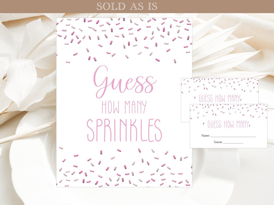 Pink Guess How Many Baby Shower Game Pink Sprinkles Baby Shower Games ...