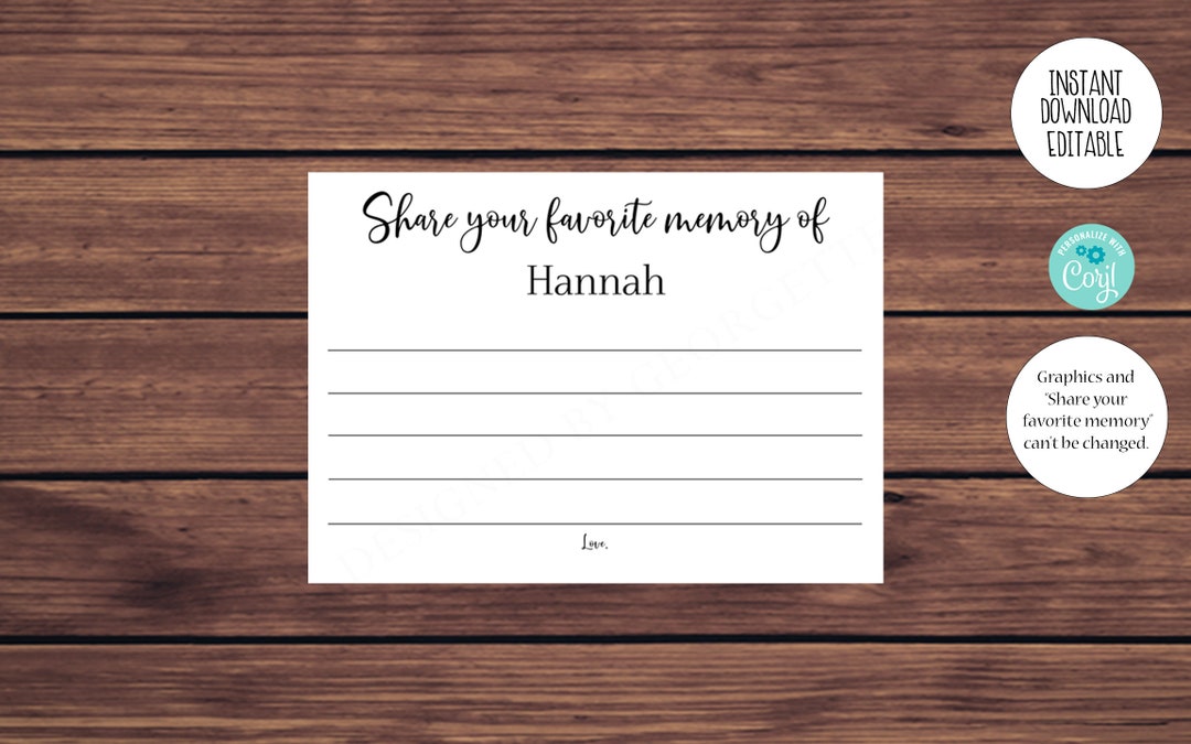 Editable Share a Favorite Memory Card Women's Birthday - Etsy