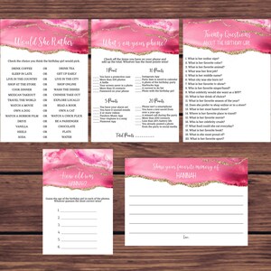 Editable Birthday Party Game Bundle, Pink Would She Rather, Whats on ...